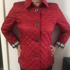 Burberry | Jackets & Coats | Burberrry Quilted Red Jacket | Poshmark